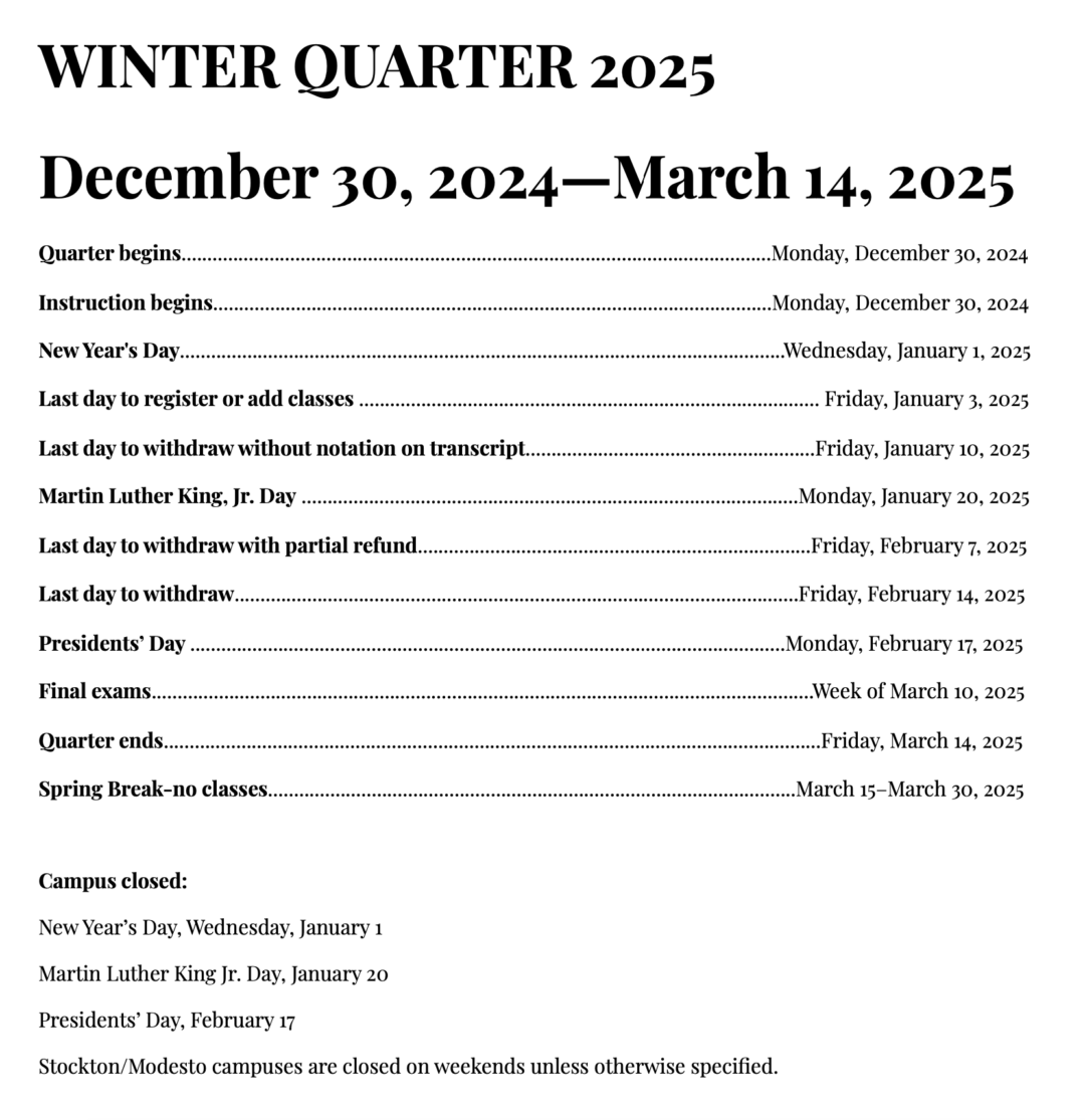 Academic Calendar | Humphreys University